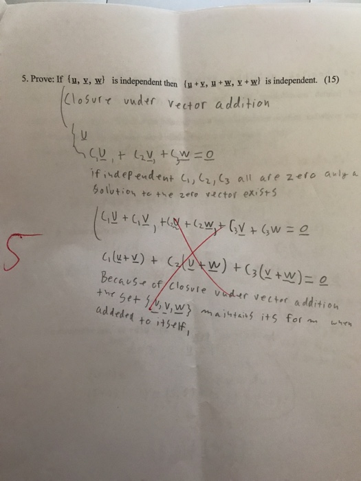 Solved 5. Prove: If tu, y, w is independent then In + v. 1 + | Chegg.com