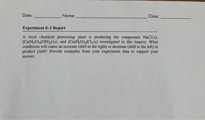 Solved Date: Name: Class: Data Analysis and Implications | Chegg.com