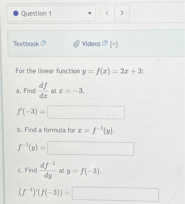 Solved Question 1 Textbook a. Find For the linear function y | Chegg.com