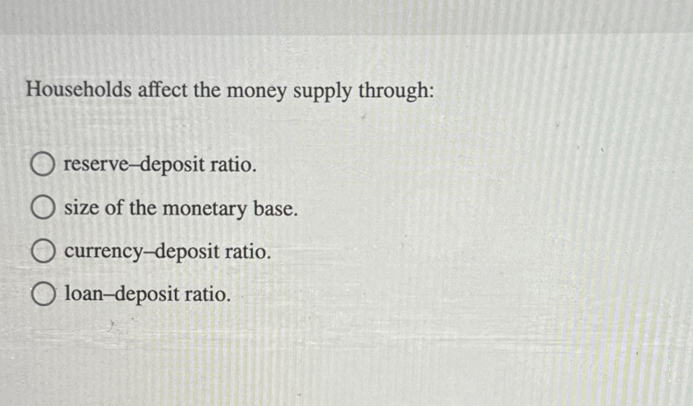 Solved Households affect the money supply | Chegg.com