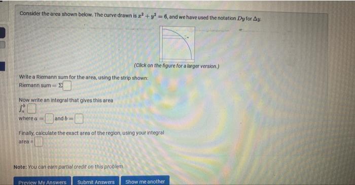 Solved Consider the area shown below. The curve drawn is | Chegg.com