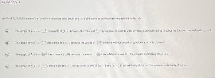 Solved Which of the following names a function with a hole | Chegg.com