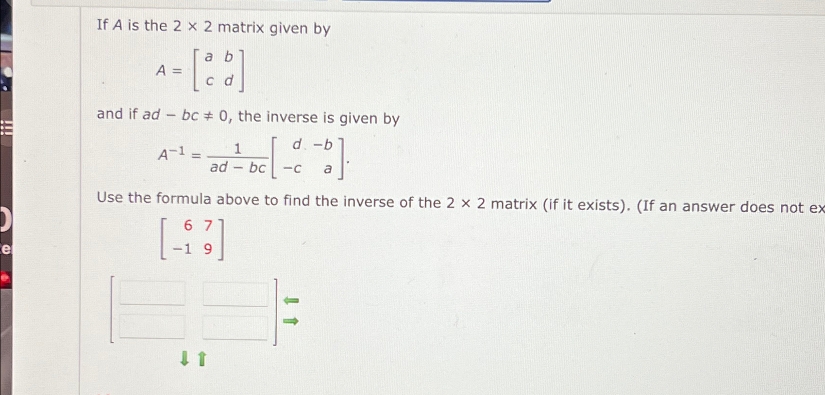 Solved If A ﻿is the 2×2 ﻿matrix given byA=[abcd]and if | Chegg.com