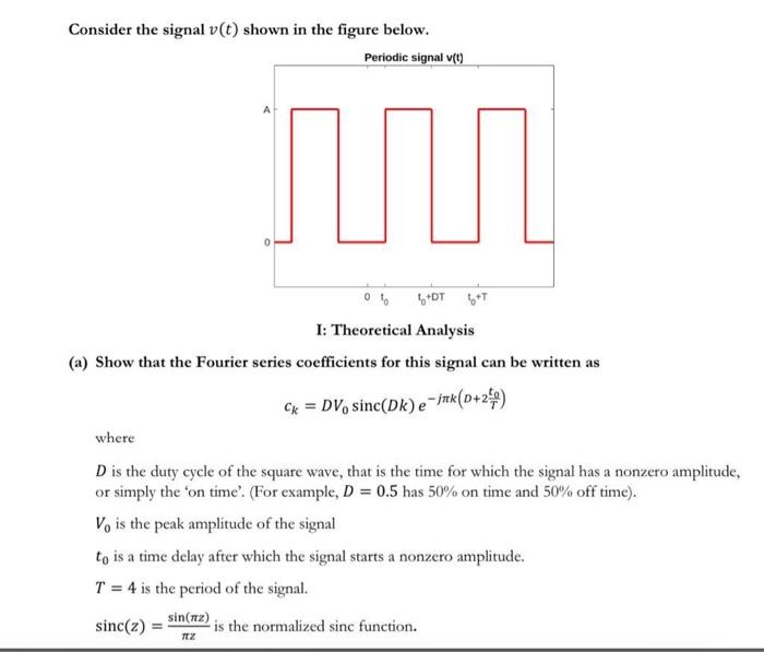 Consider the signal \\( v(t) \\) shown in the figure | Chegg.com