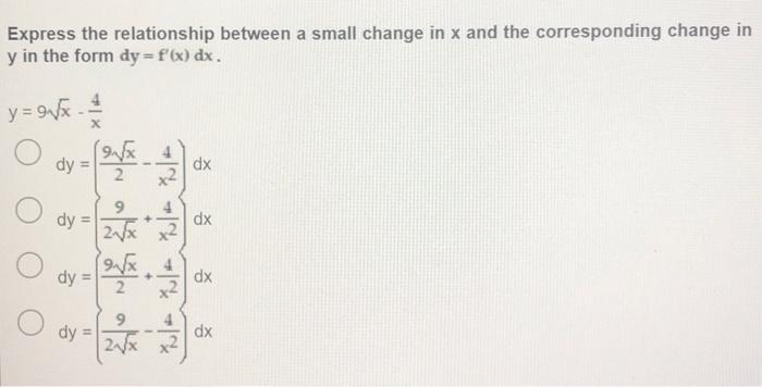 Solved Express the relationship between a small change in x | Chegg.com