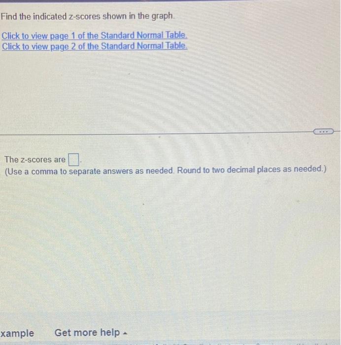 Find the indicated z-scores shown in the graph. Click | Chegg.com