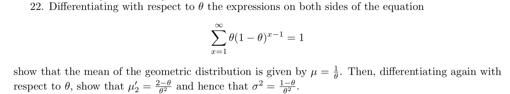Solved Differentiating with respect to θ ﻿the expressions on | Chegg.com
