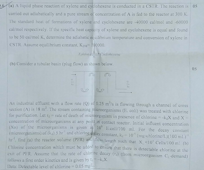 (a) A liquid phase reaction of xylene and cyclohexene | Chegg.com