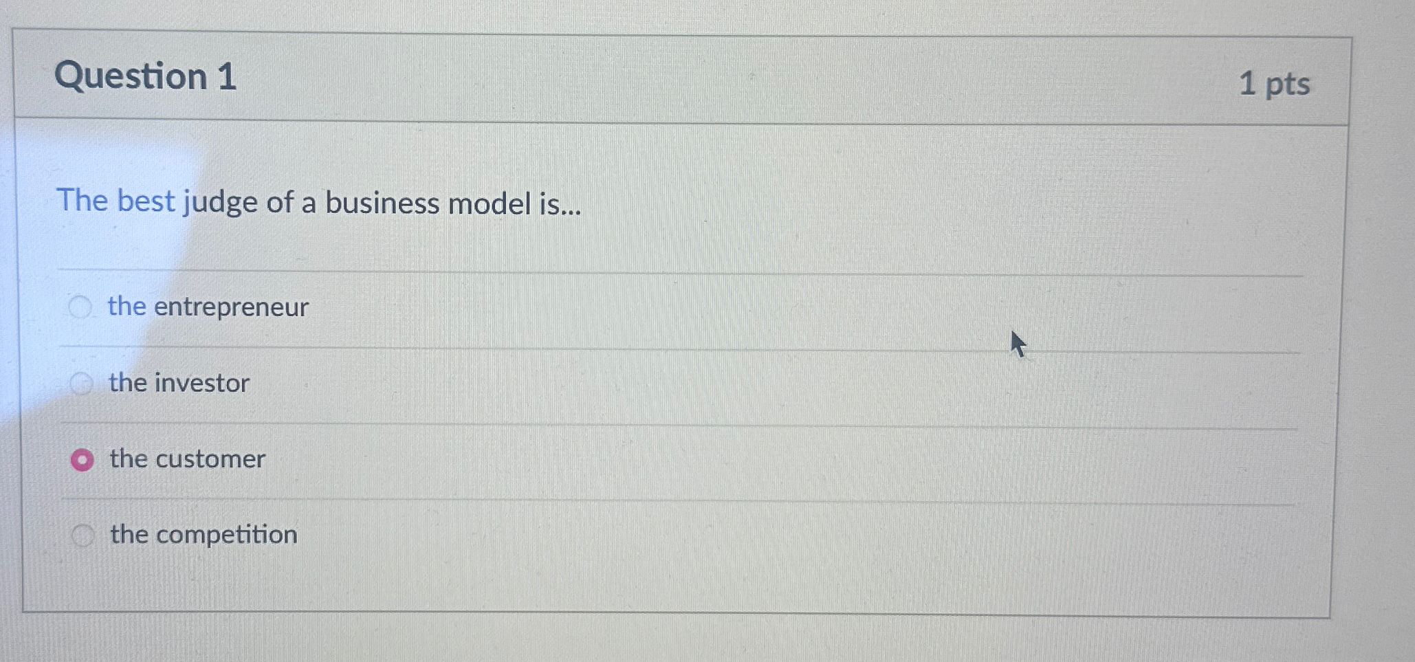 Solved Question 11 ﻿ptsThe best judge of a business model | Chegg.com