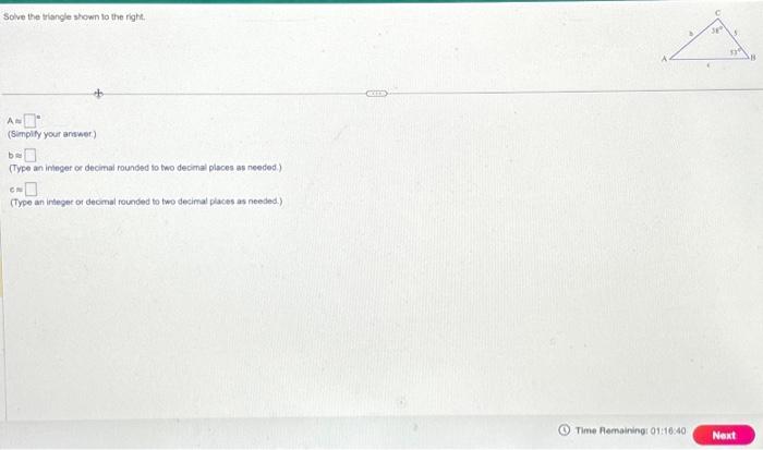 Solved Solve the triangle shown to the right. A (Simplify | Chegg.com
