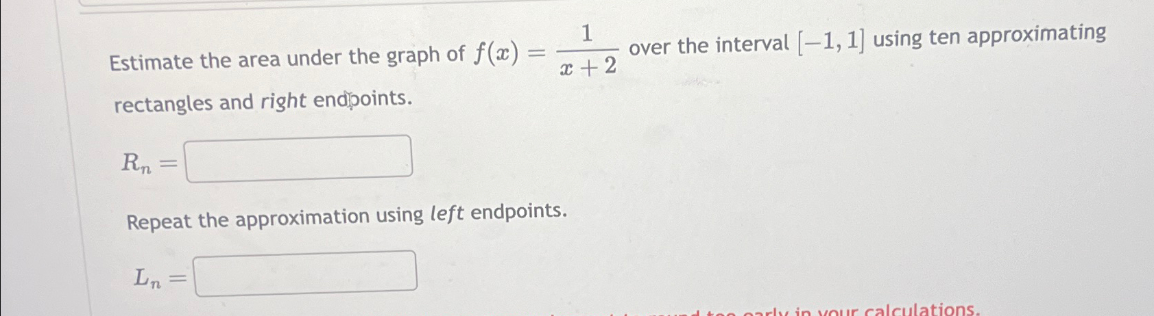 Solved Estimate the area under the graph of f(x)=1x+2 ﻿over | Chegg.com
