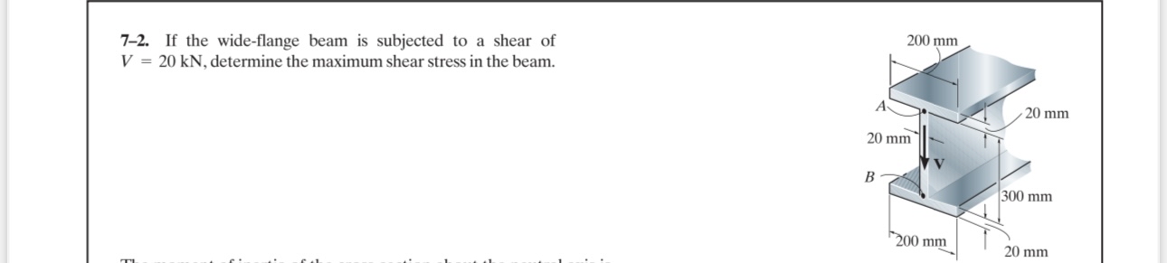 Solved 7-2. ﻿If the wide-flange beam is subjected to a shear | Chegg.com