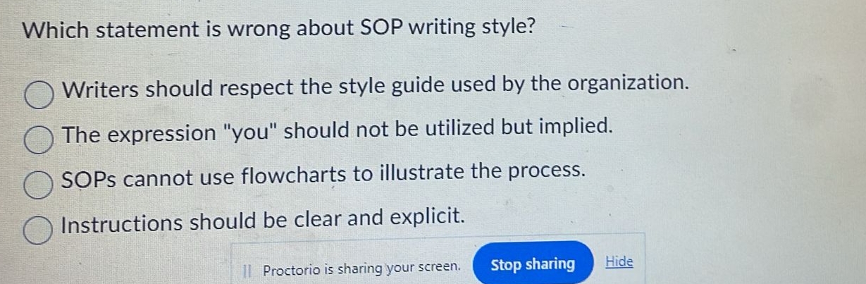 Solved Which statement is wrong about SOP writing | Chegg.com