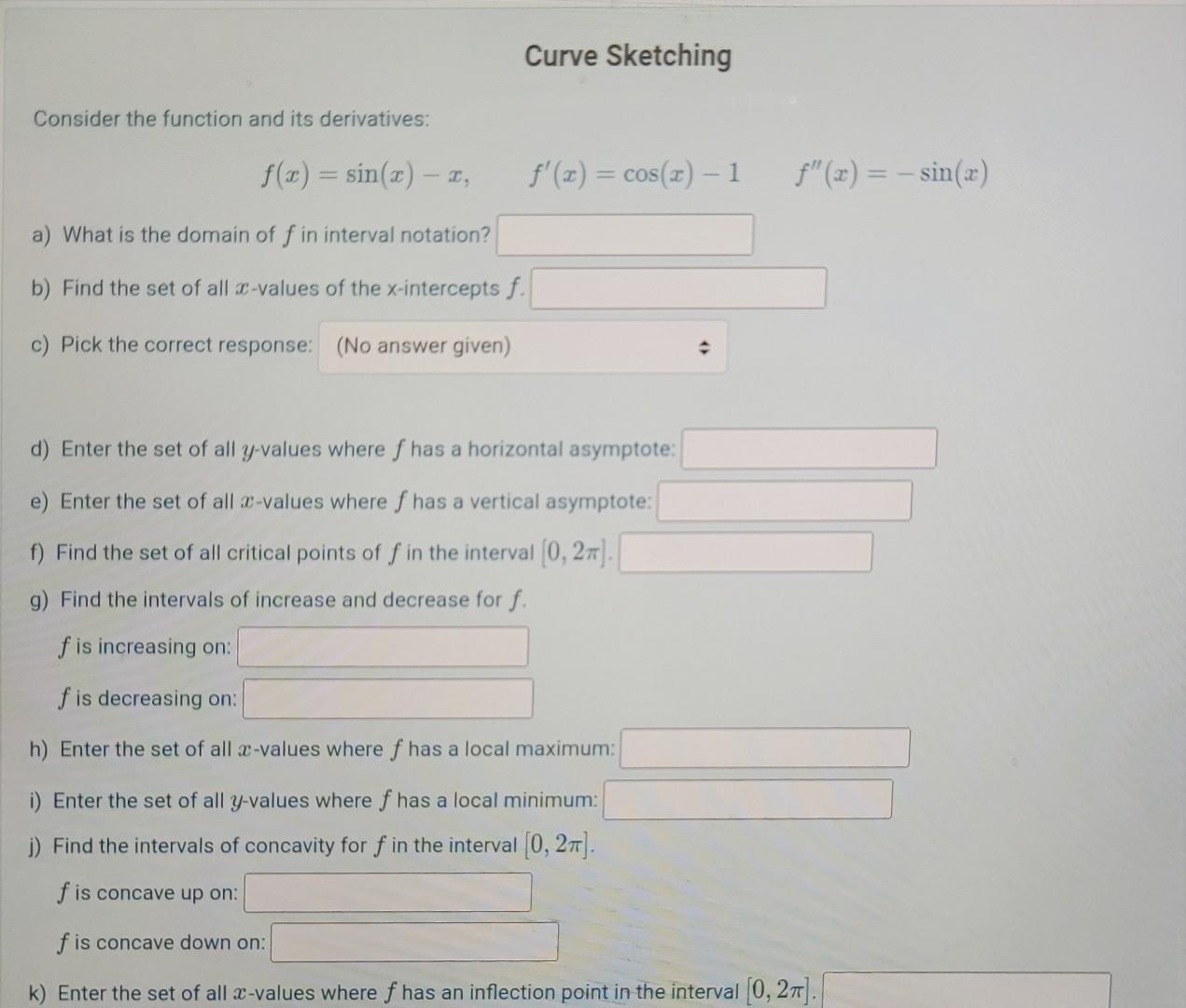 Solved Curve Sketching Consider the function and its | Chegg.com