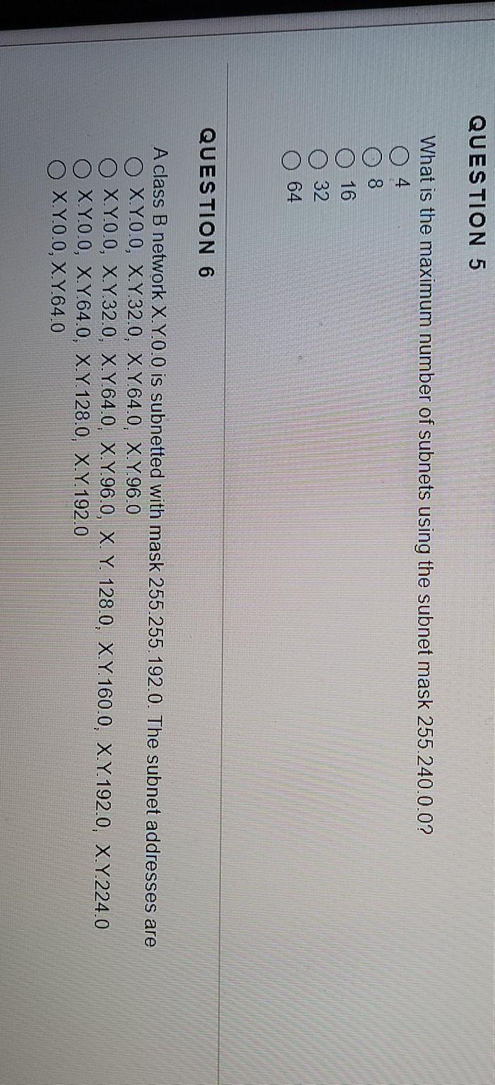 Solved QUESTION 5 What is the maximum number of subnets | Chegg.com