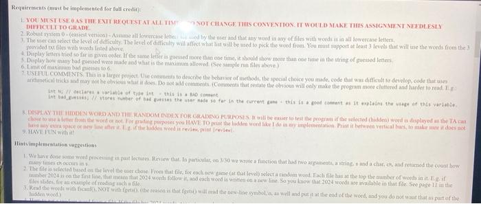 Solved Hangman game Total joinis: 100 Phenvinber to add the | Chegg.com