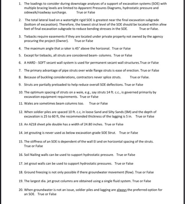 [Solved]: 1. The loadings to consider during downstage anal