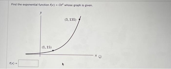 Solved Find the exponential function f(x)=Cbx whose graph is | Chegg.com