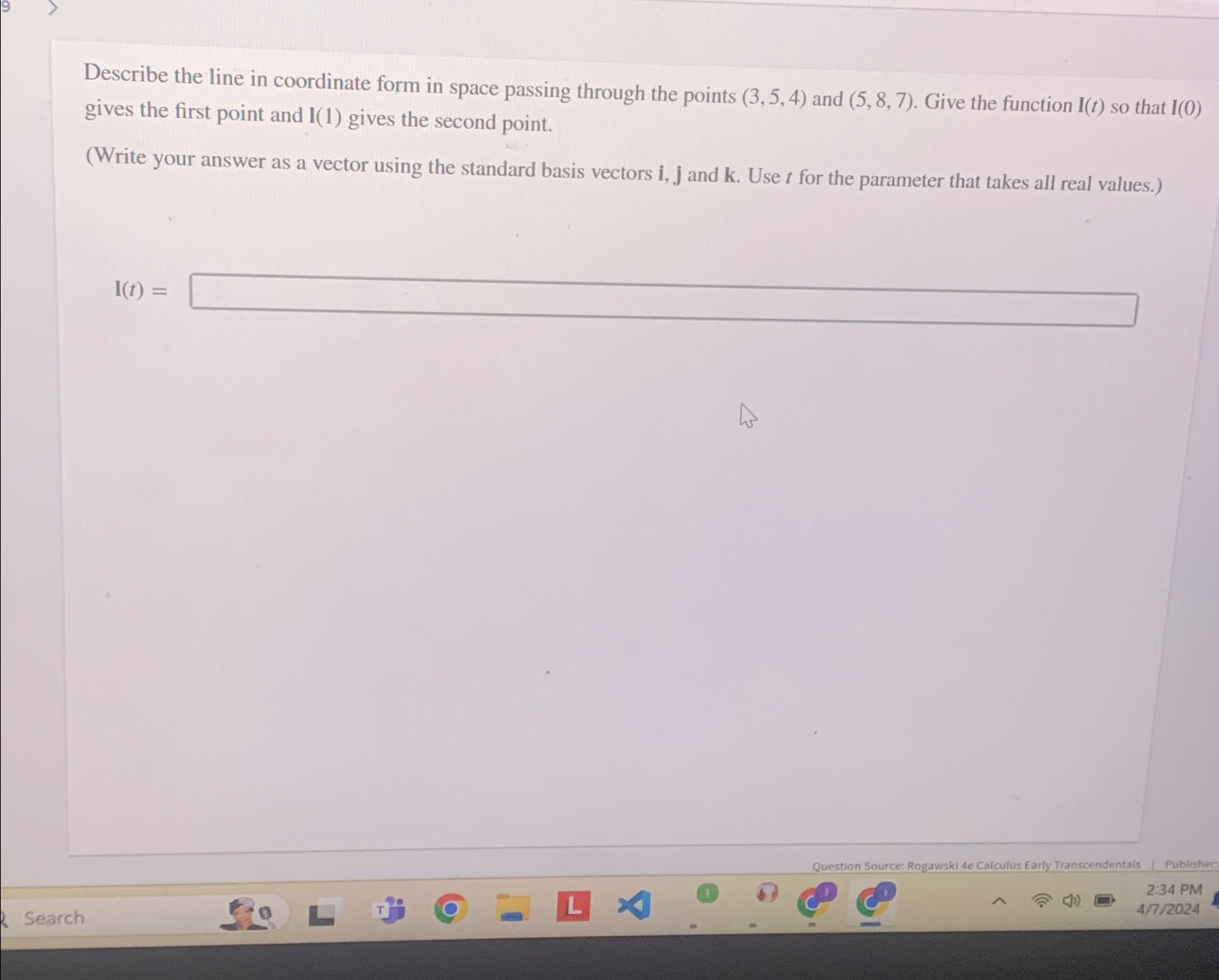 Solved Describe the line in coordinate form in space passing | Chegg.com