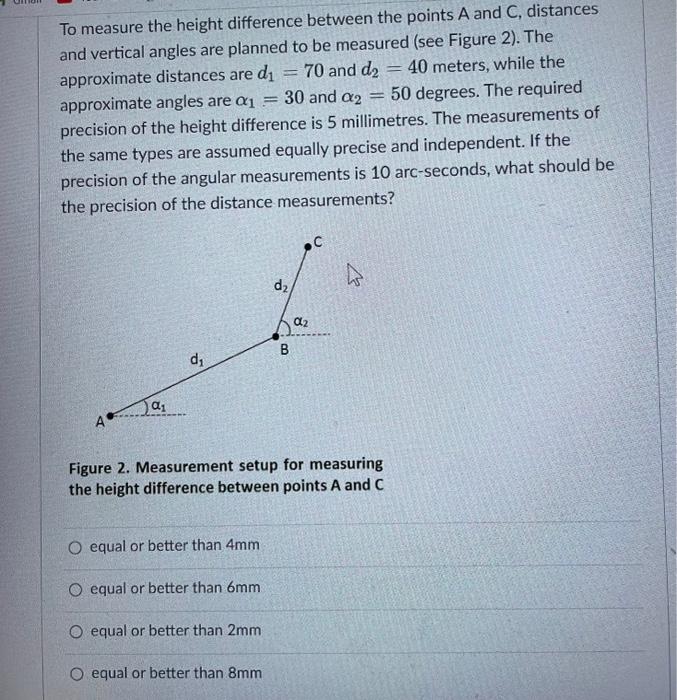 Solved To measure the height difference between the points A | Chegg.com