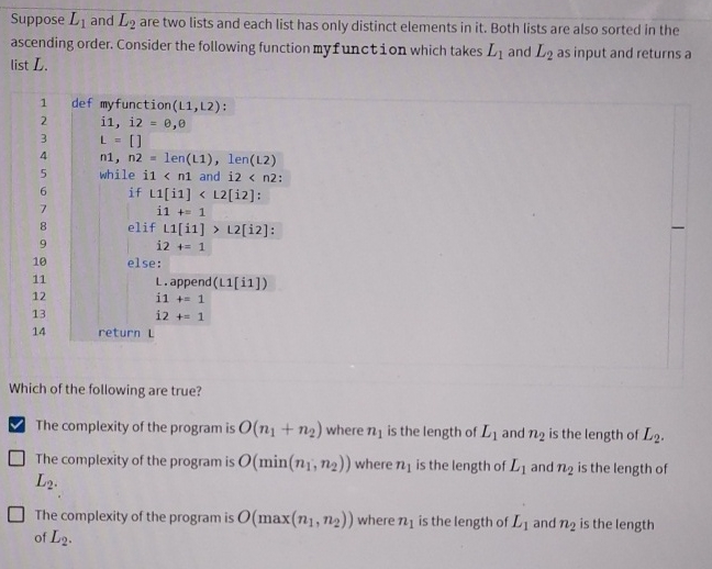 Solved Suppose L1 ﻿and L2 ﻿are two lists and each list has | Chegg.com