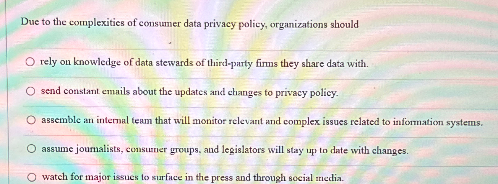 Solved Due to the complexities of consumer data privacy | Chegg.com