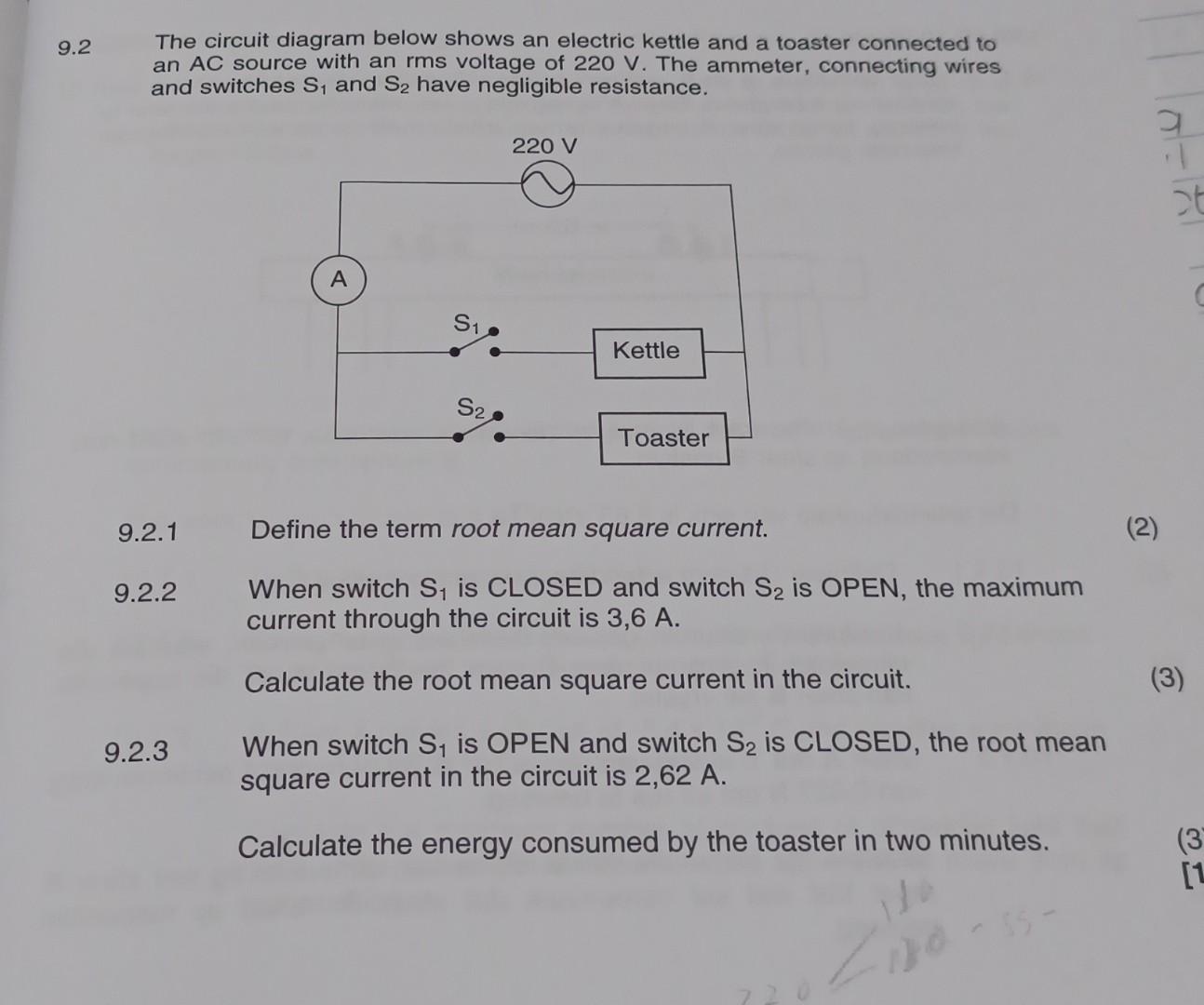 Solved 2 The circuit diagram below shows an electric kettle | Chegg.com