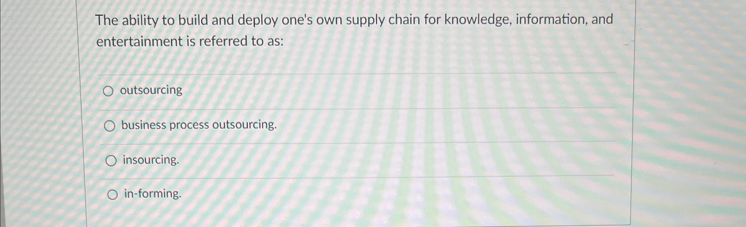 Solved The ability to build and deploy one's own supply | Chegg.com