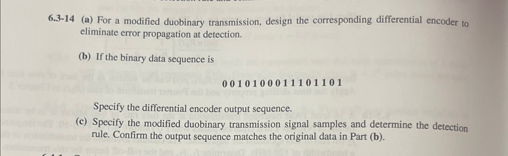 6.3-14 (a) ﻿For a modified duobinary transmission, | Chegg.com