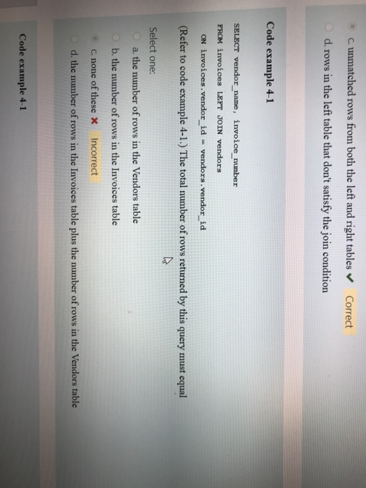 Solved C Unmatched Rows From Both The Left And Right Tables