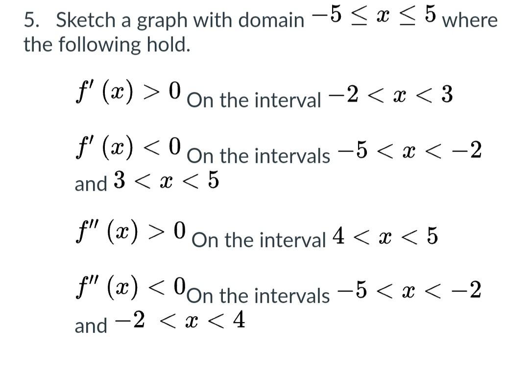 Solved 5. Sketch a graph with domain \\( -5 \\leq x \\leq 5 | Chegg.com