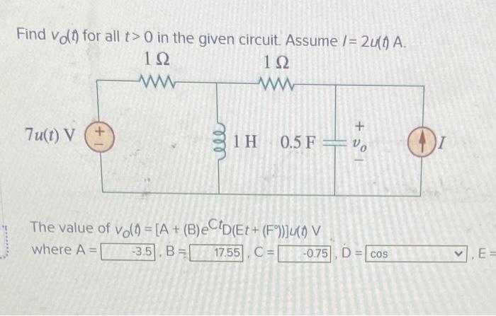 Find v0(t) for all t>0 in the given circuit. Assume | Chegg.com