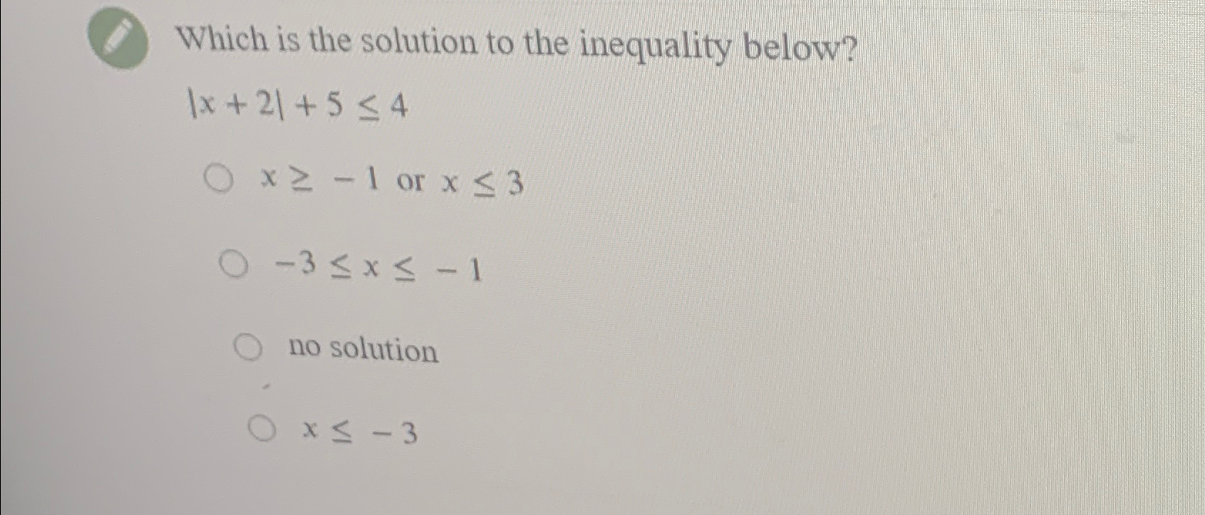 Solved Which is the solution to the inequality | Chegg.com