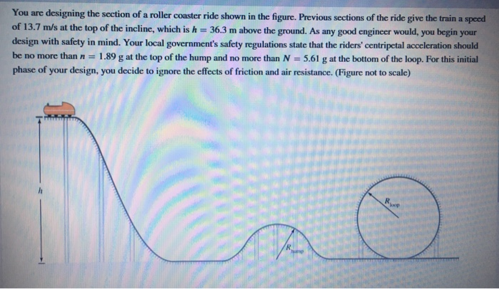 Solved You are designing the section of a roller coaster | Chegg.com