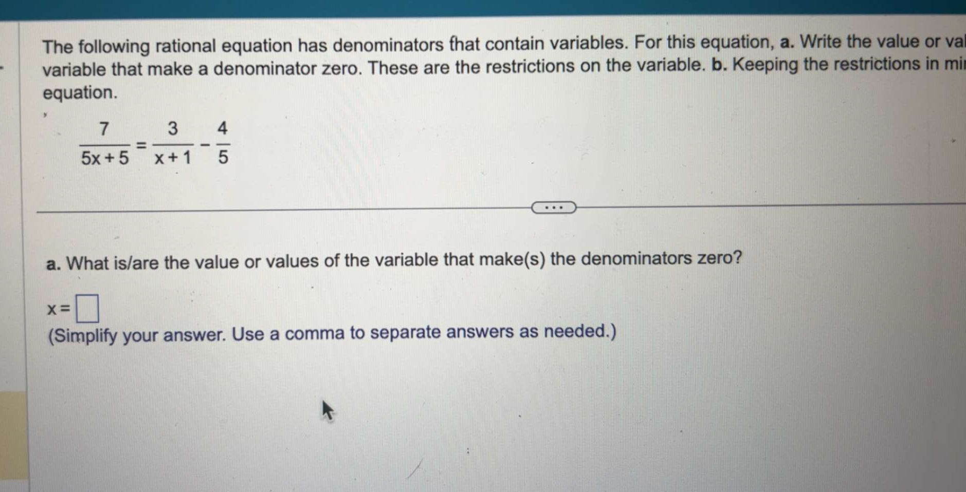 Solved The following rational equation has denominators that | Chegg.com