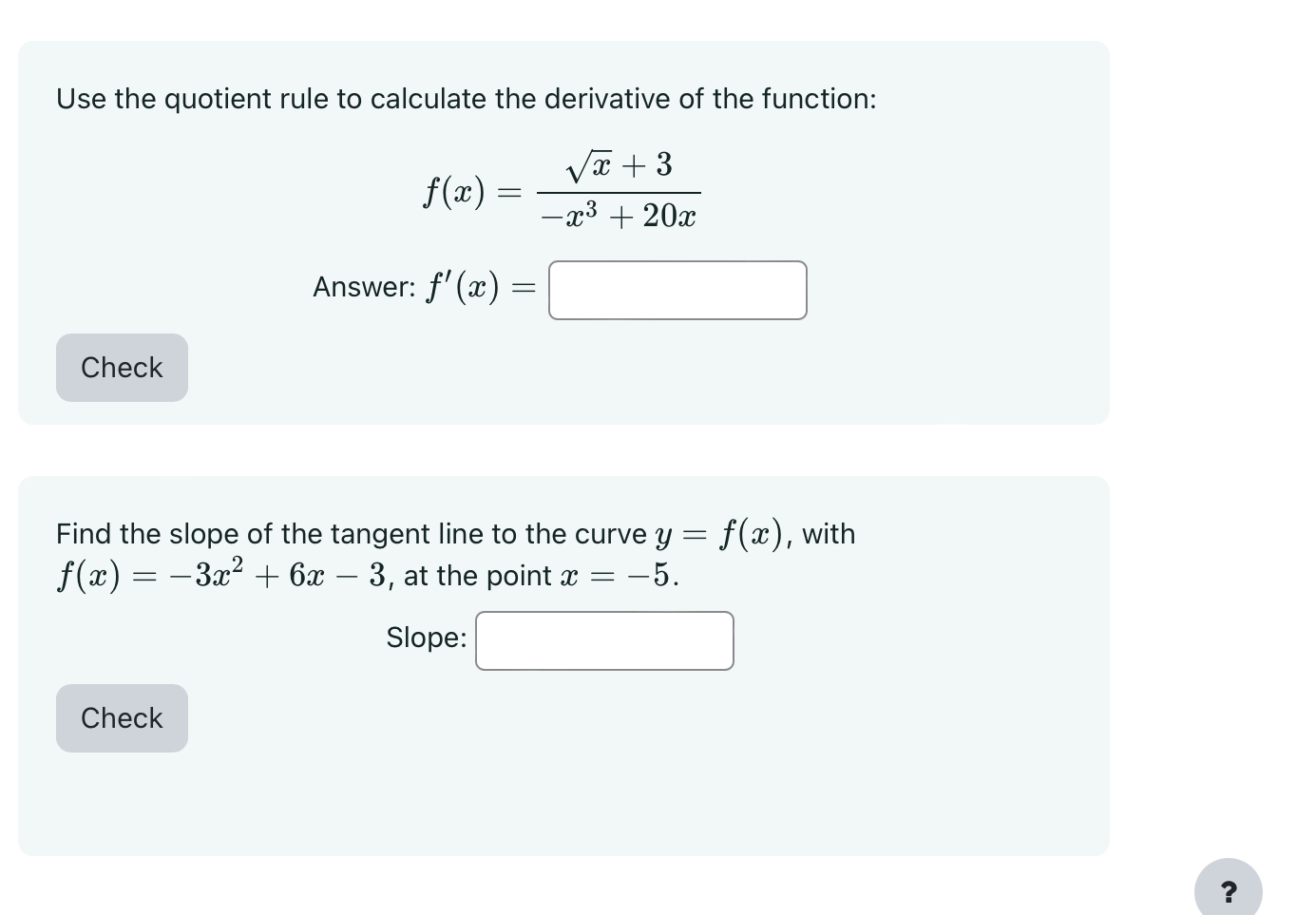 Solved Use the quotient rule to calculate the derivative of | Chegg.com
