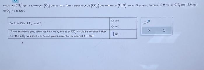 Solved Methane (CH4) gas and oxygen (O₂) gas react to form | Chegg.com