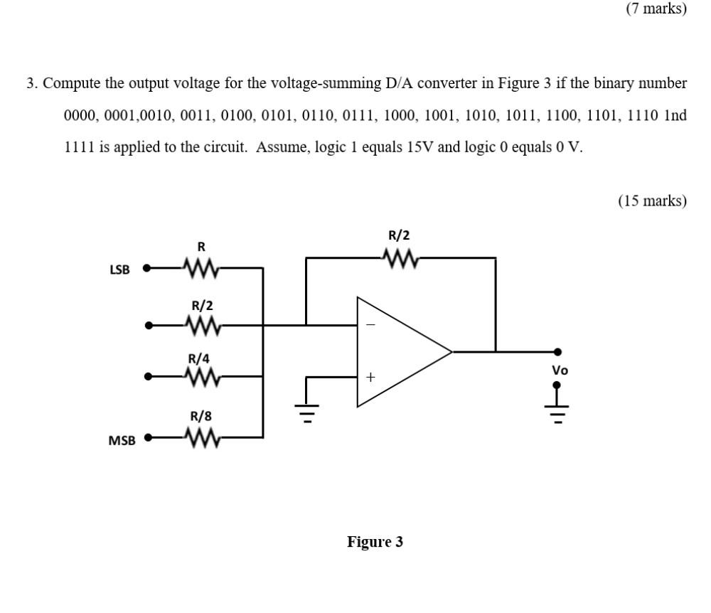 Solved 3. Compute the output voltage for the voltage-summing | Chegg.com
