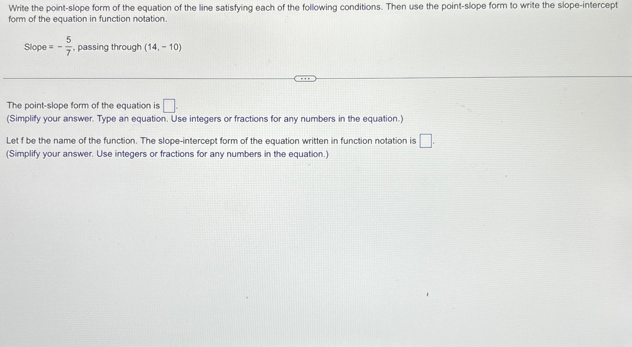 Solved Write the point-slope form of the equation of the | Chegg.com