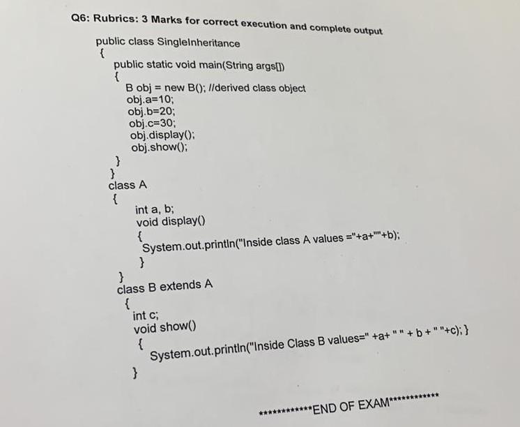 Solved Rubrics: 3 Marks for correct execution and complete | Chegg.com
