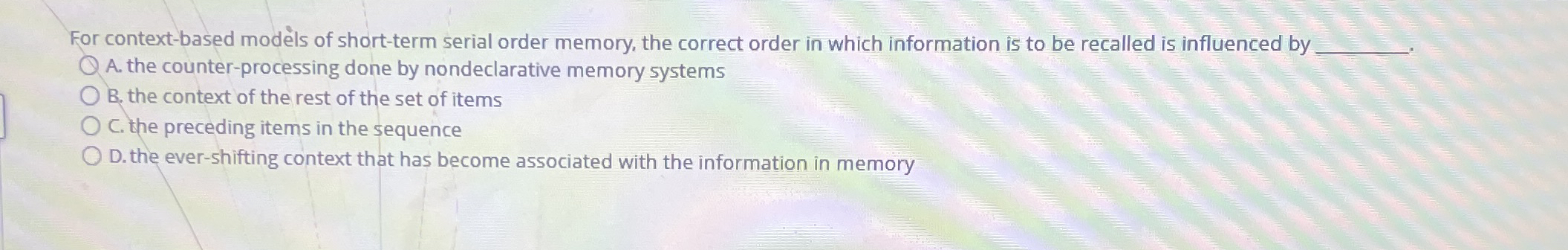 Solved For context-based models of short-term serial order | Chegg.com