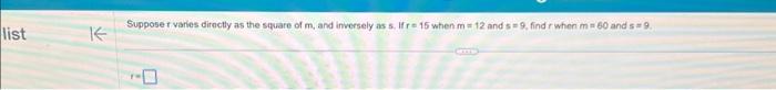 Solved Suppose \\( r \\) varies dirnctly as the square of | Chegg.com