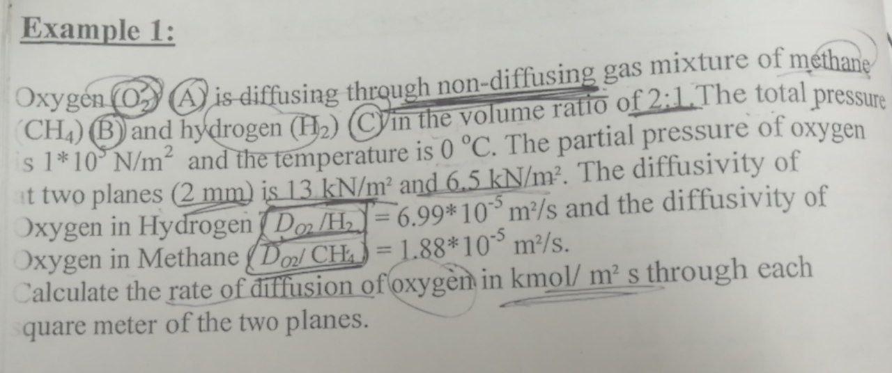 Solved Example 1: Oxygen O ® is diffusing through | Chegg.com