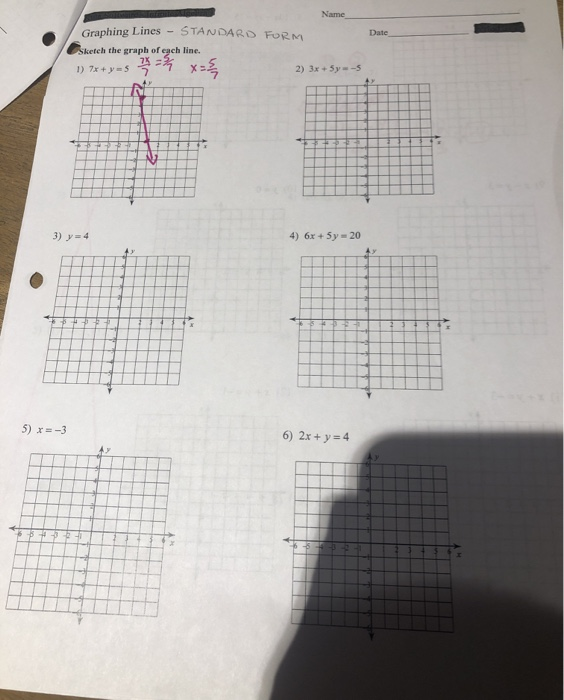 Solved Name Graphing Lines - STANDARD FORM Sketch the graph | Chegg.com