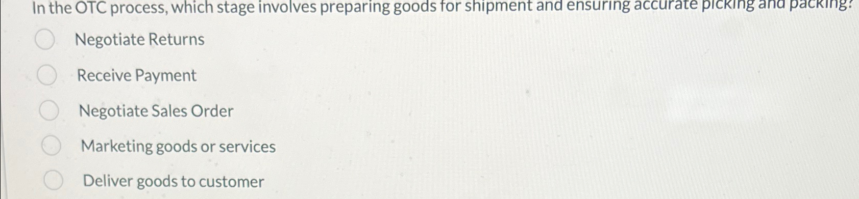 Solved In the OTC process, which stage involves preparing | Chegg.com