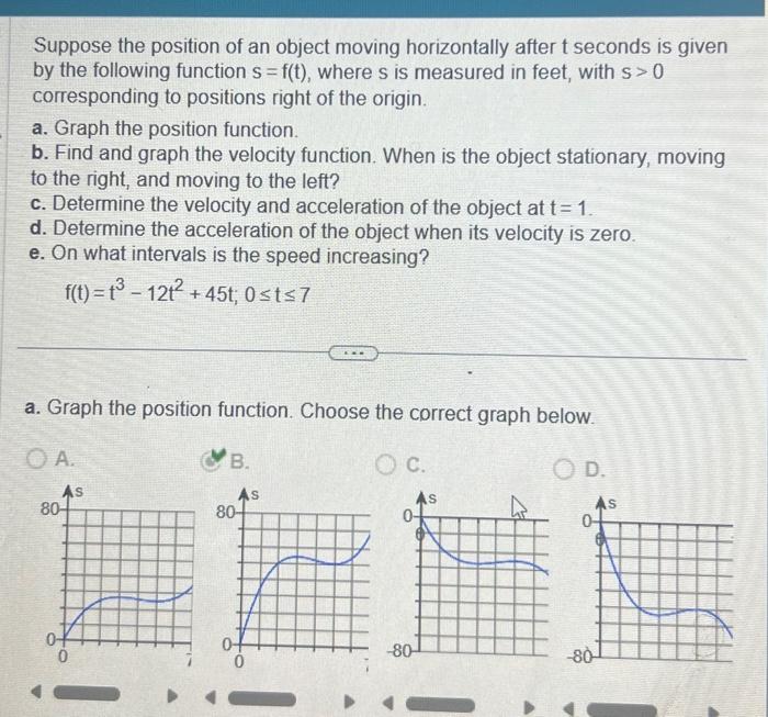 Solved Suppose the position of an object moving horizontally | Chegg.com