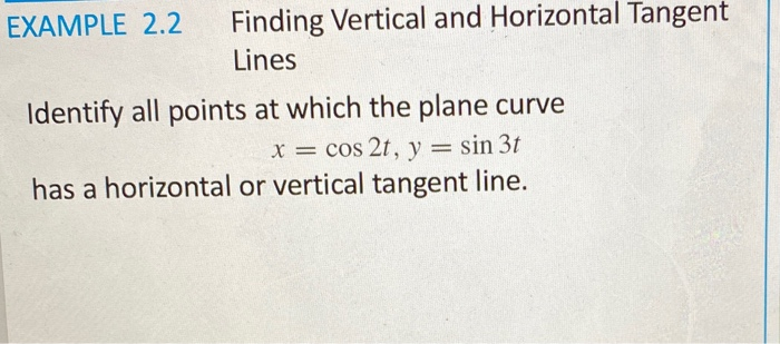 Solved EXAMPLE 2.2 Finding Vertical and Horizontal Tangent | Chegg.com