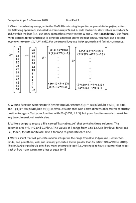 Solved Final Part 2 Computer Apps 1 - Summer 2020 1. Given | Chegg.com
