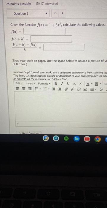 Solved Given the function f(x)=1+5x2, calculate the | Chegg.com
