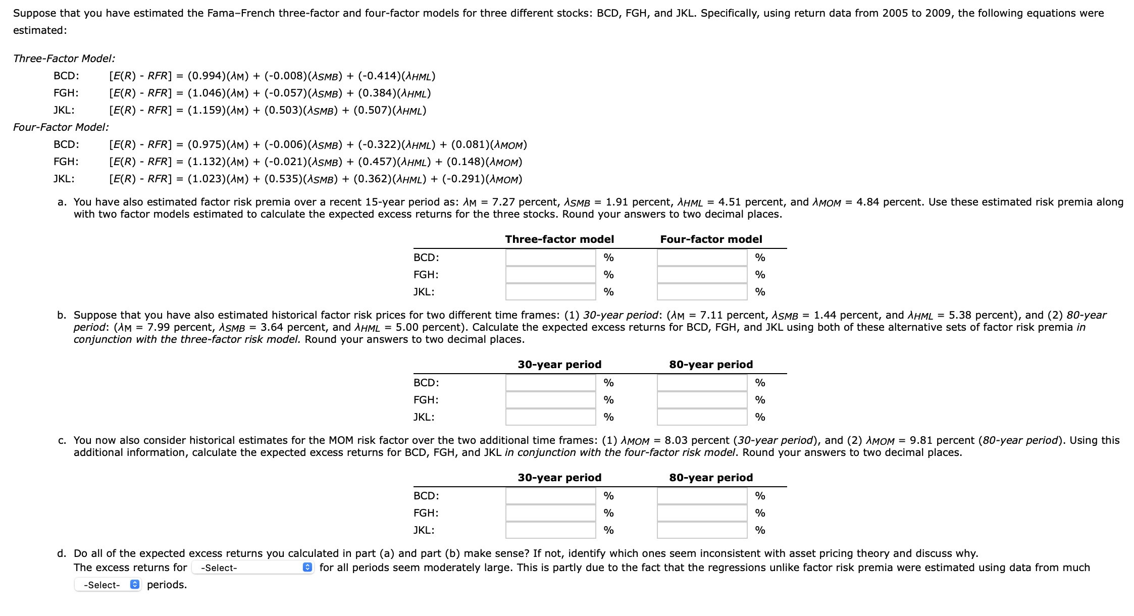 Solved estimated:Three-Factor | Chegg.com